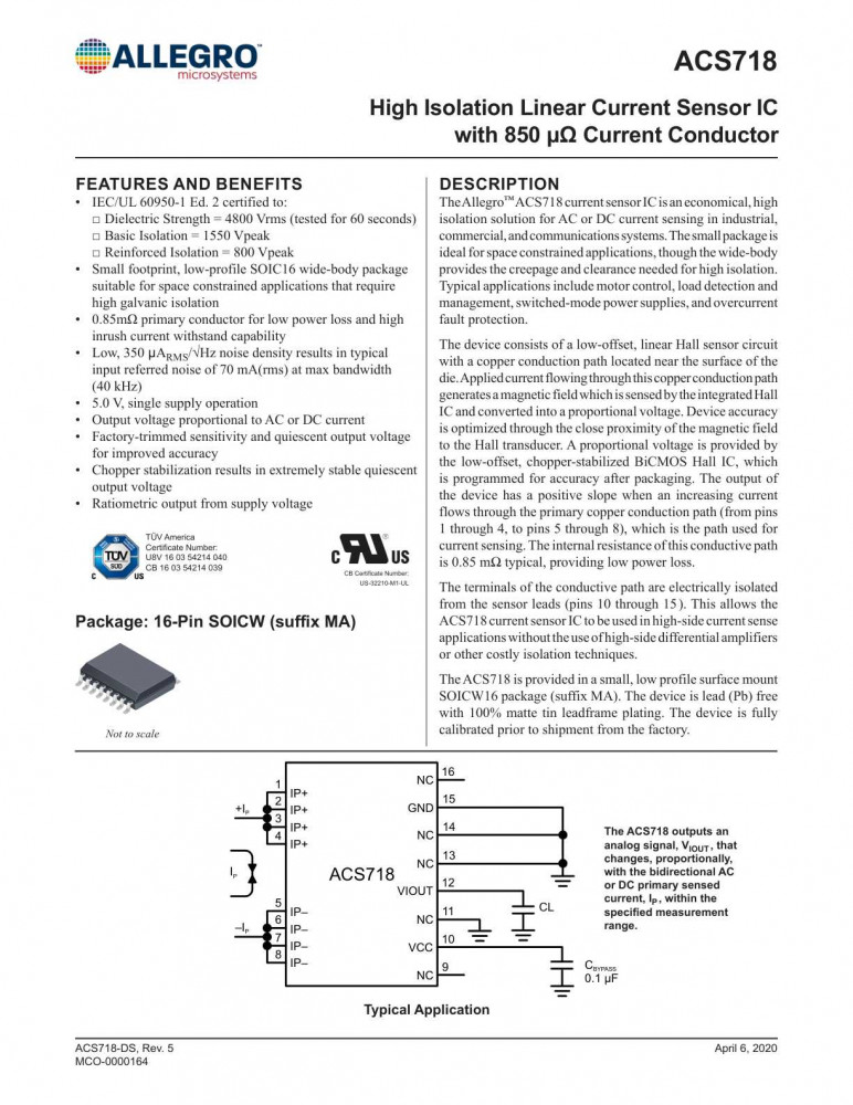 ACS718 datasheet page 1