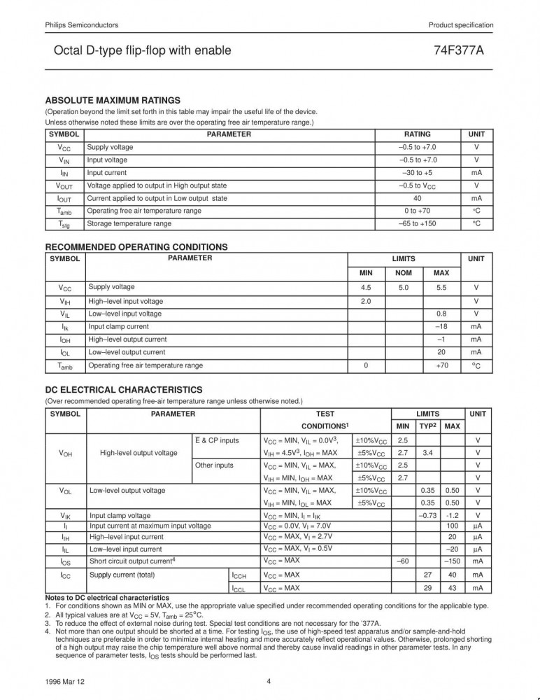 74F377AD datasheet page 4