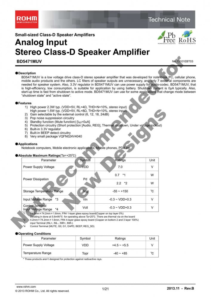 BD5471MUV technical document page 1