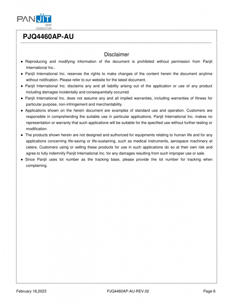 PJQ4460AP-AU datasheet page 6