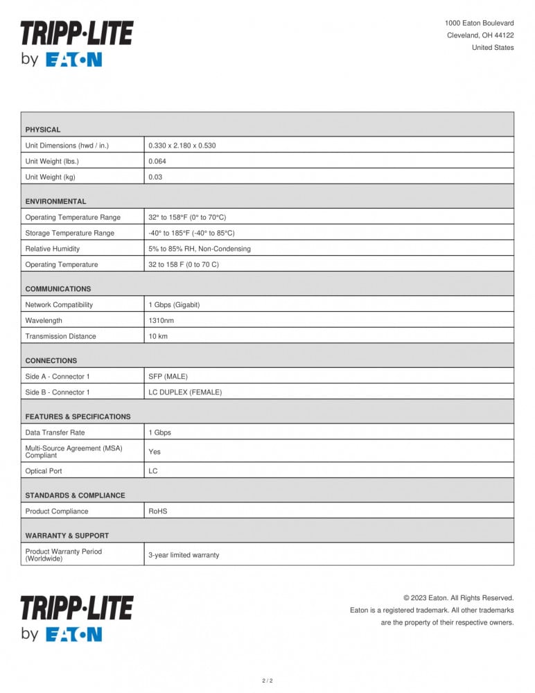 N286-01GLCLHSMD product document page 2