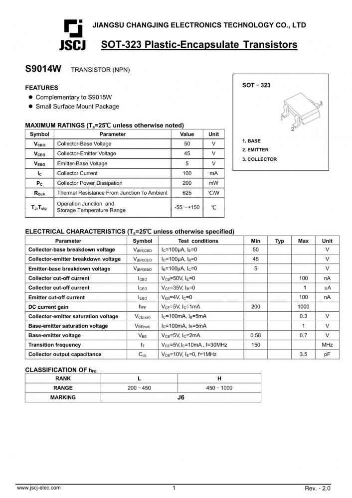 S9014W datasheet page 1