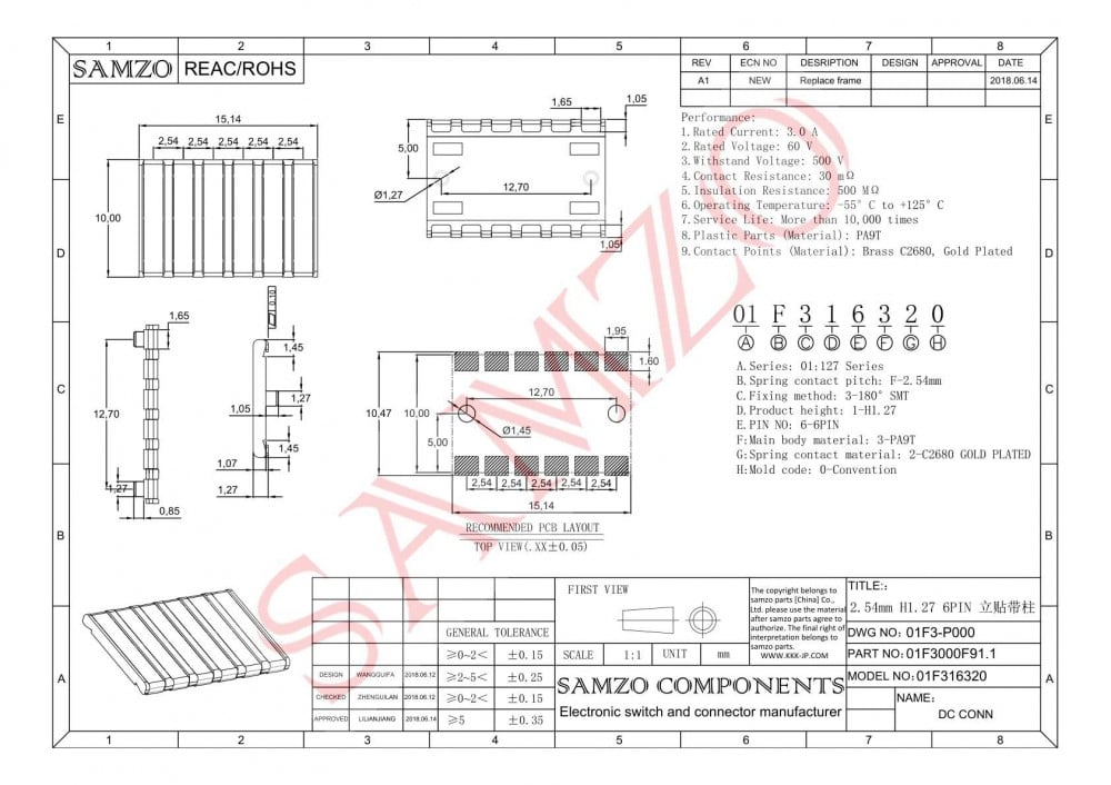 SAMZO 01F316320 technical drawing preview