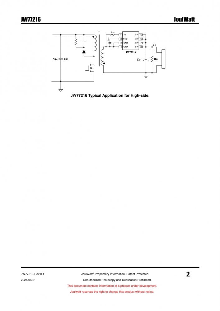 JW77216 datasheet page 2