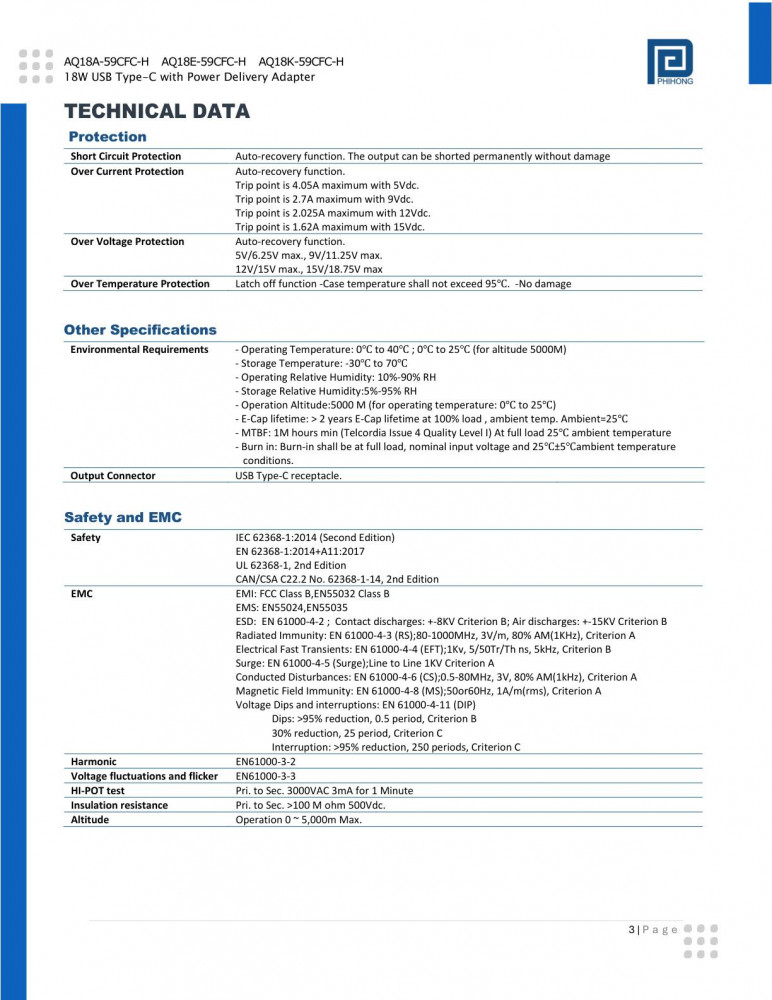 Phihong AQ18A-59CFC-H datasheet page 3