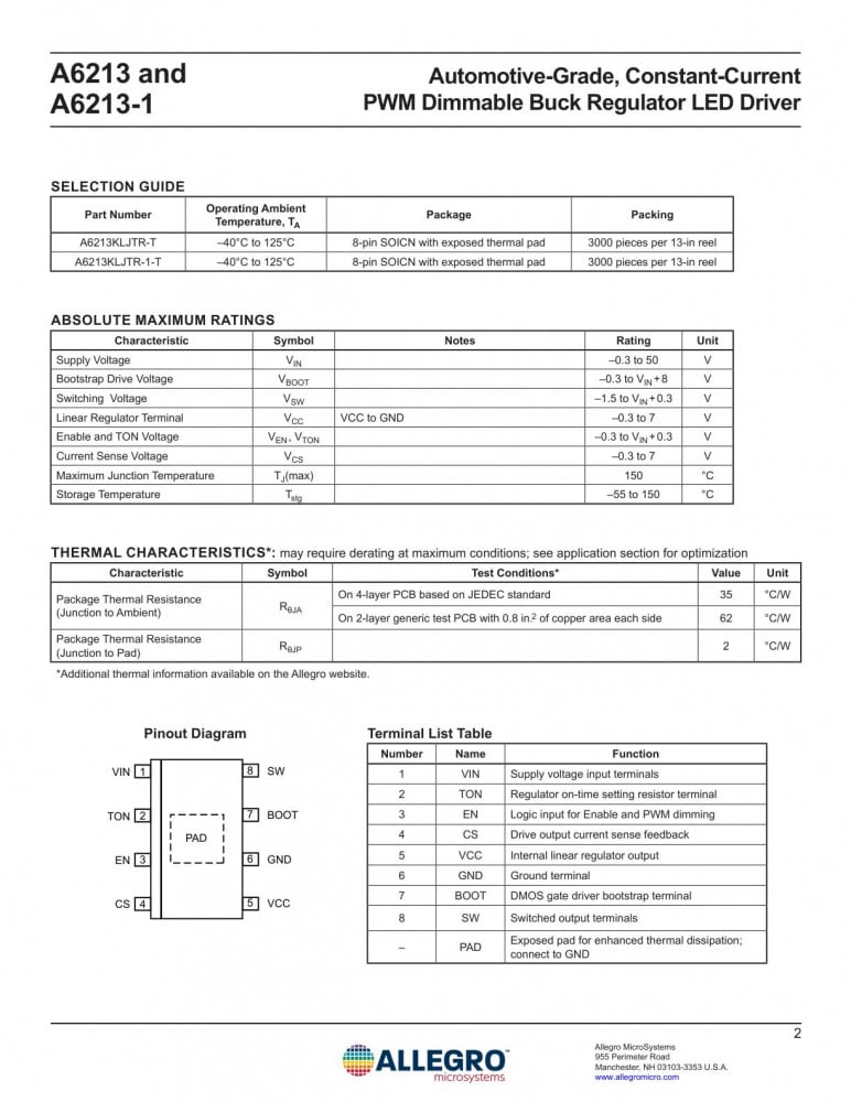 A6213 datasheet page 2