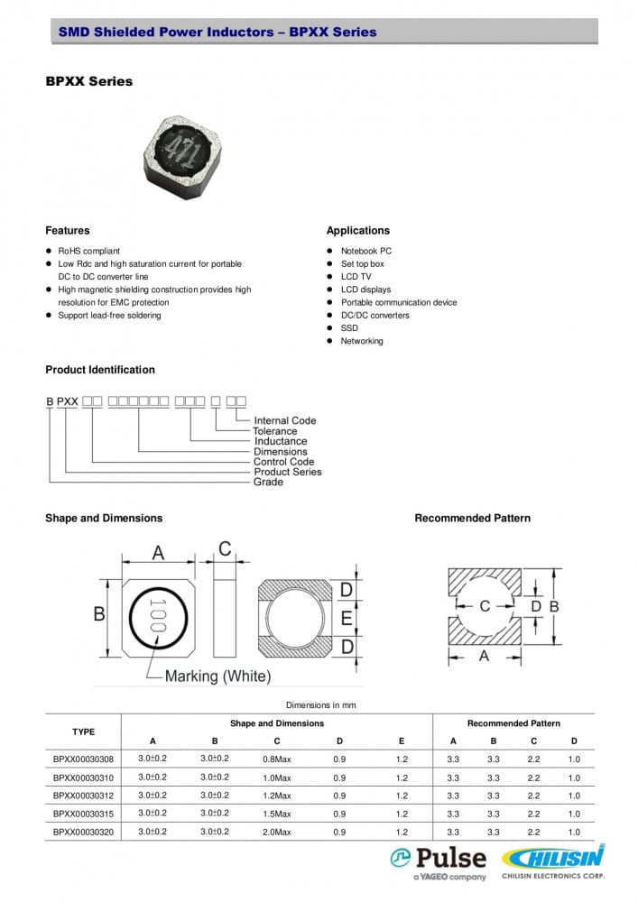 Chilisin BPXX datasheet page 1