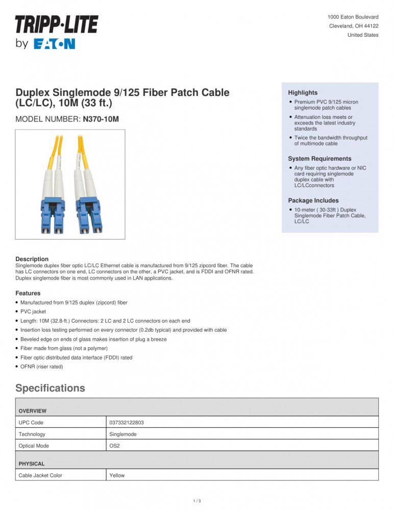 N370-10M technical document page 1