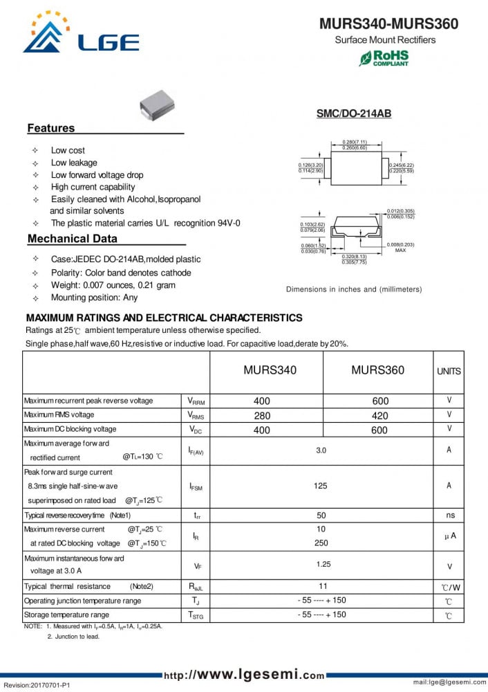 LGE MURS360 datasheet page 1