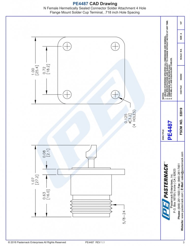 PE4487 mechanical drawing page