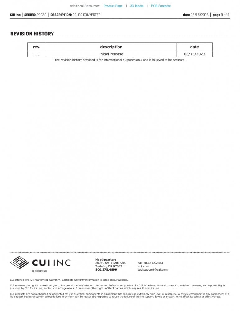 PRC60 series datasheet page 9