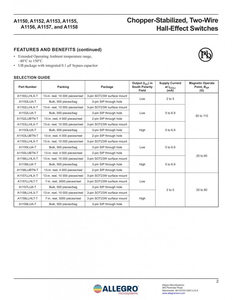 A1153LLHLX-T datasheet page 2
