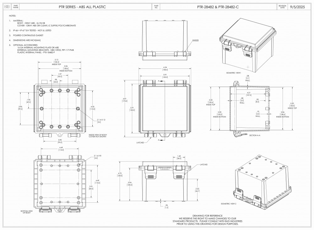 PTR-28482 product drawing, page 1