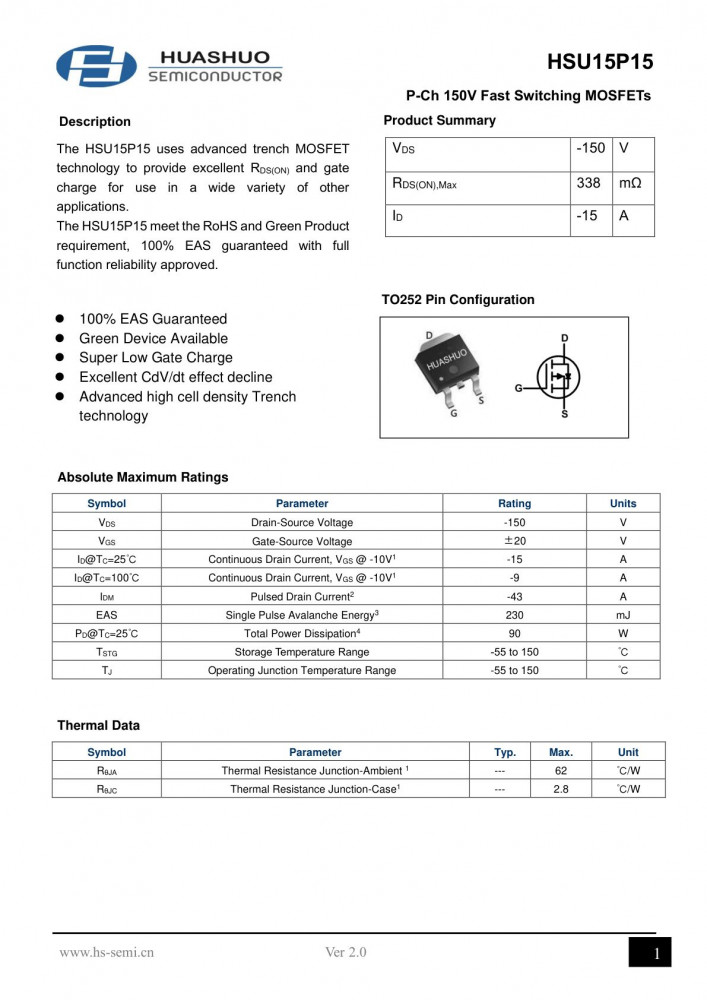 HSU15P15 datasheet page 1