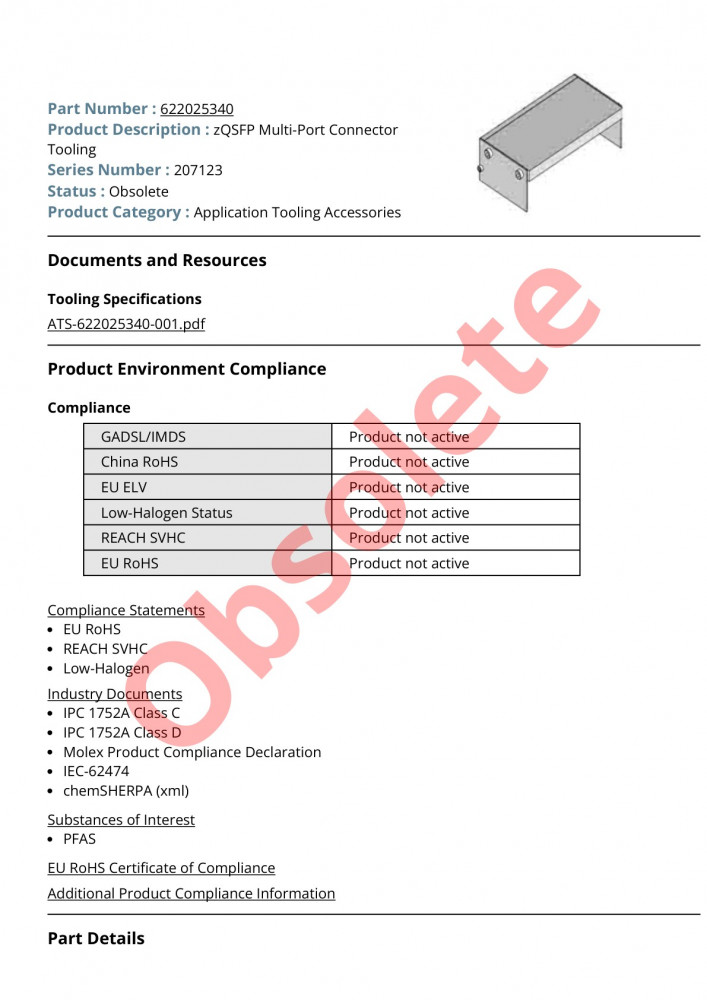 622025340 tooling specification document image, page 1