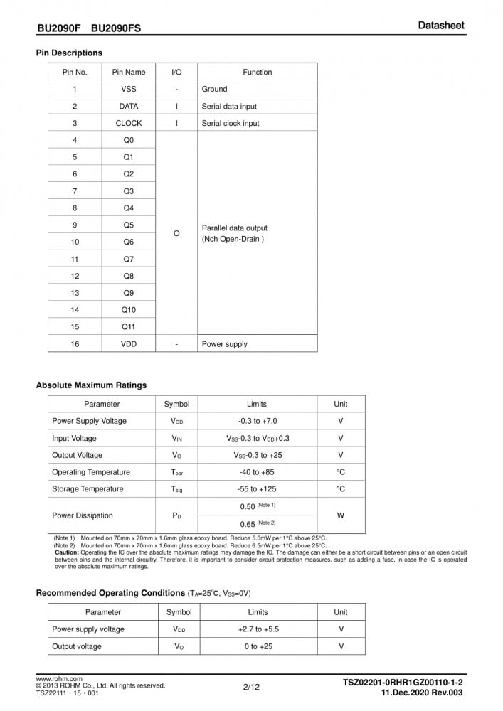 BU2090F-E2 datasheet page 2