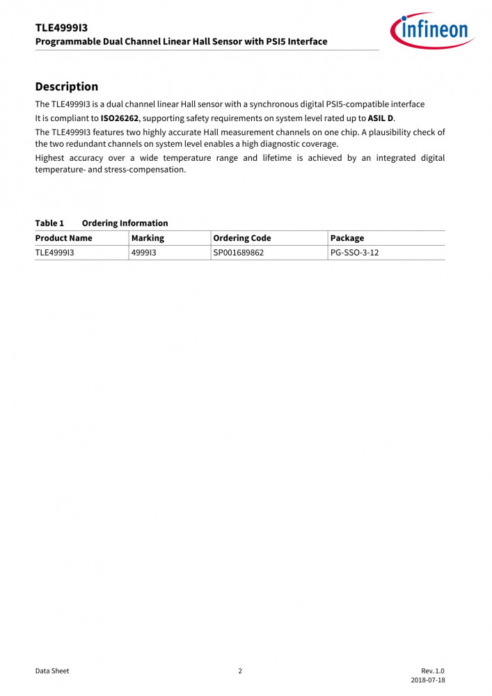 TLE4999I3 datasheet page 2