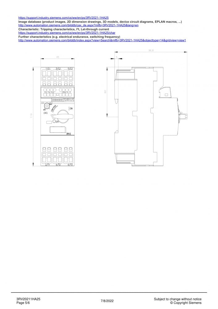 3RV20211HA25 technical document page 5