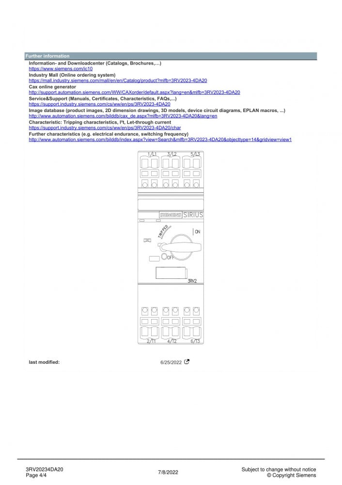 3RV20234DA20 technical document page 4