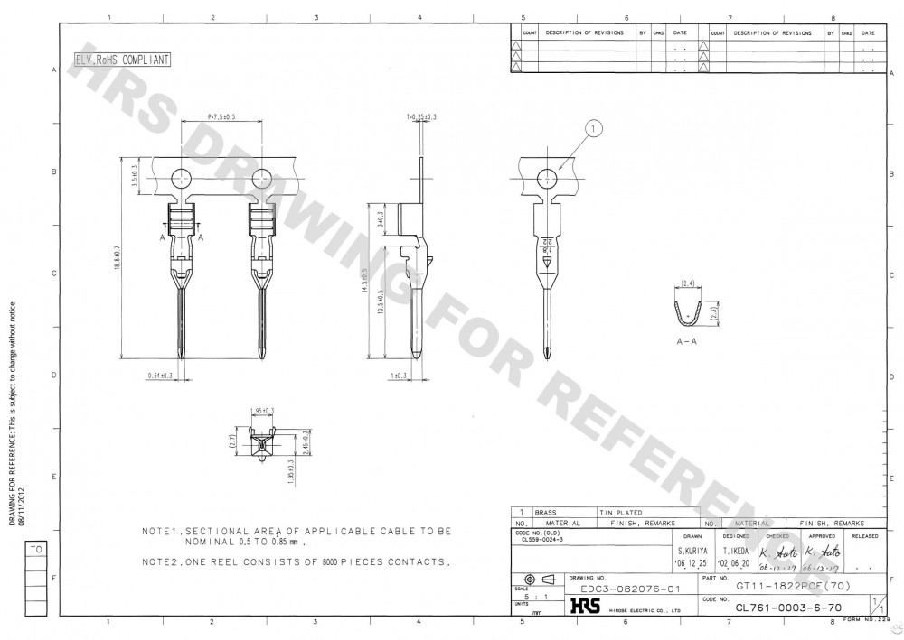 HRS GT11-1822PCF(70) technical drawing preview