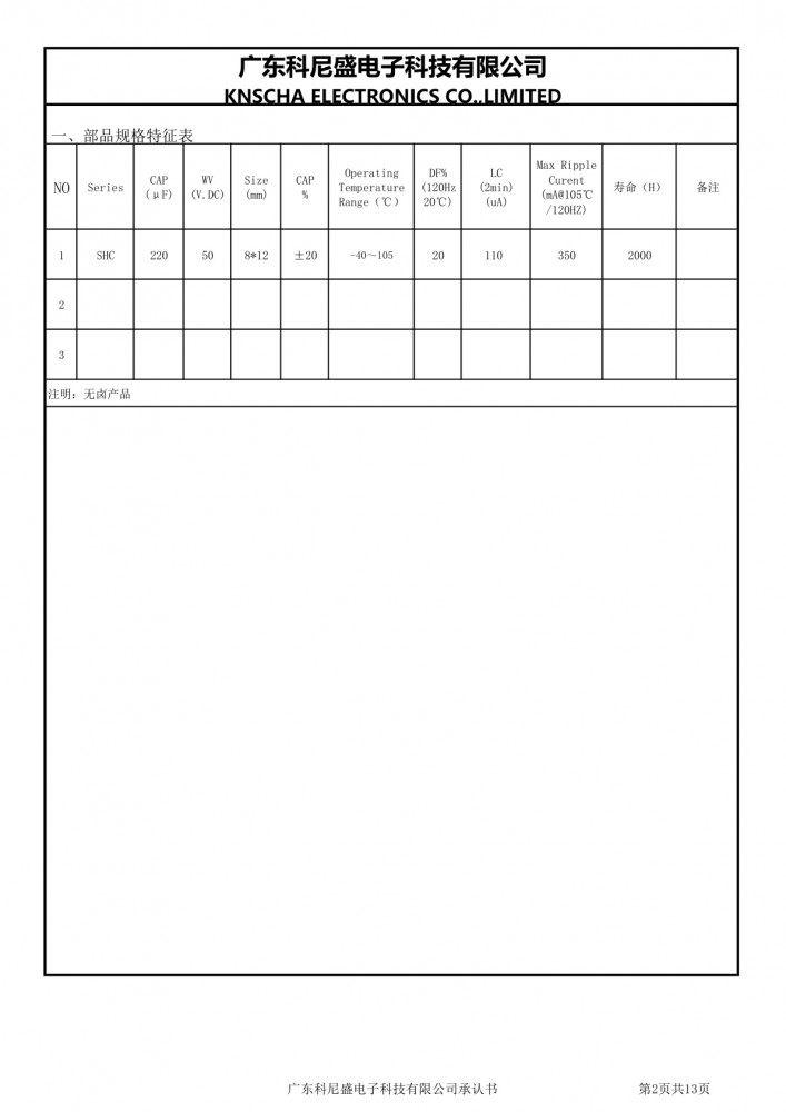 KNSCHA 01EC3470 specification page 2