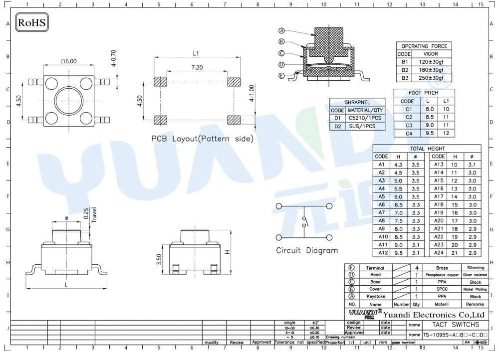 YUANDI TS-1095S technical drawing page 1