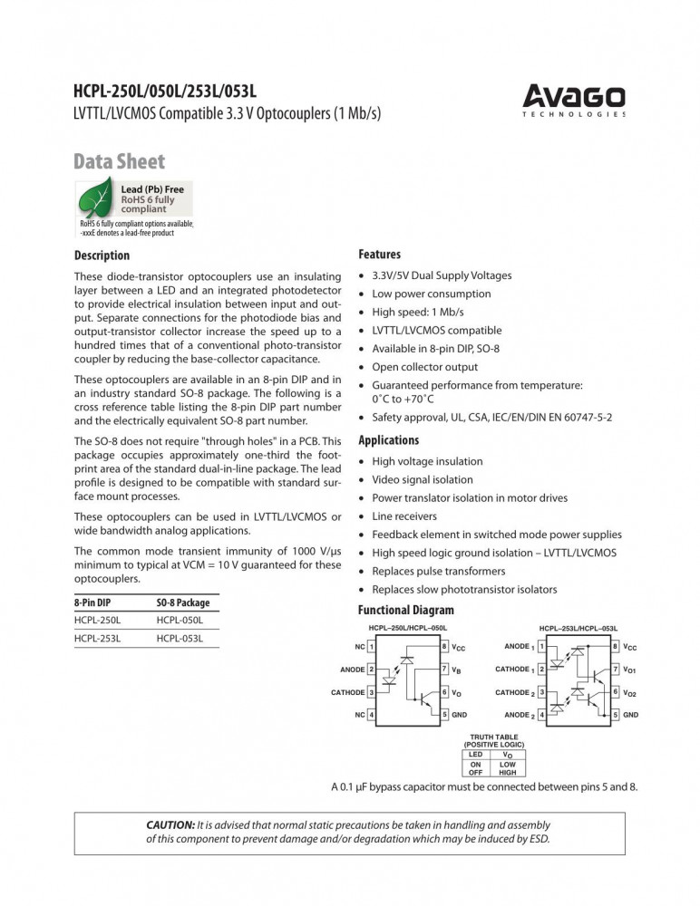 HCPL-053L datasheet page 1