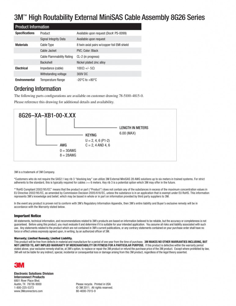 3M 8G26 Series technical document page 2