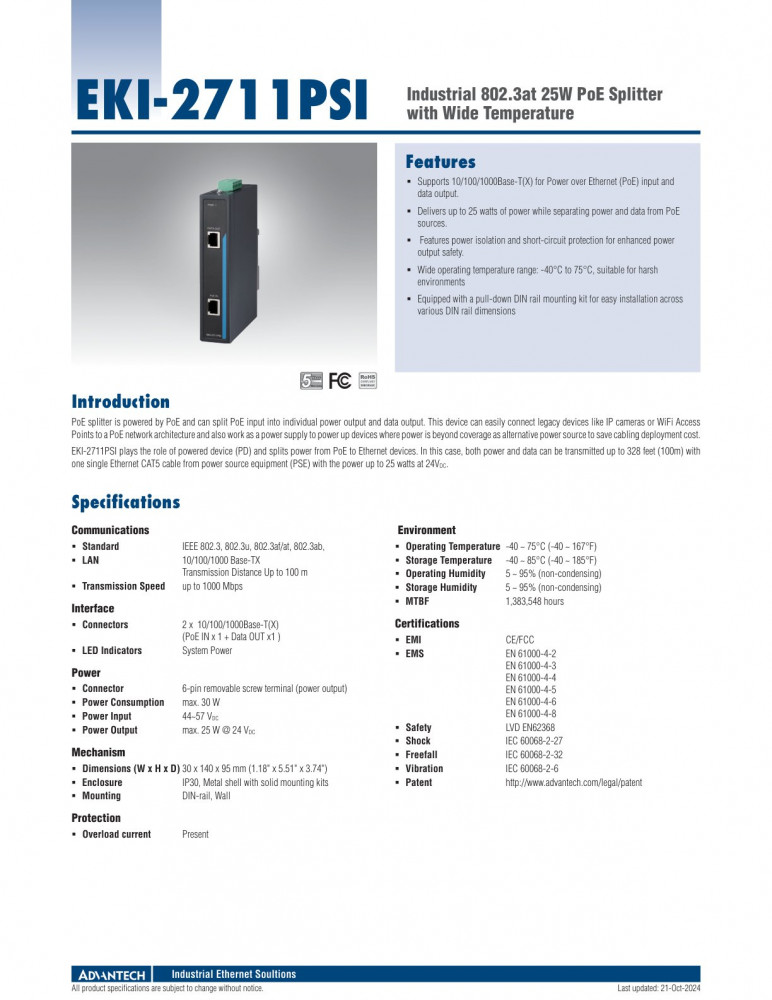 EKI-2711PSI product document, page 1