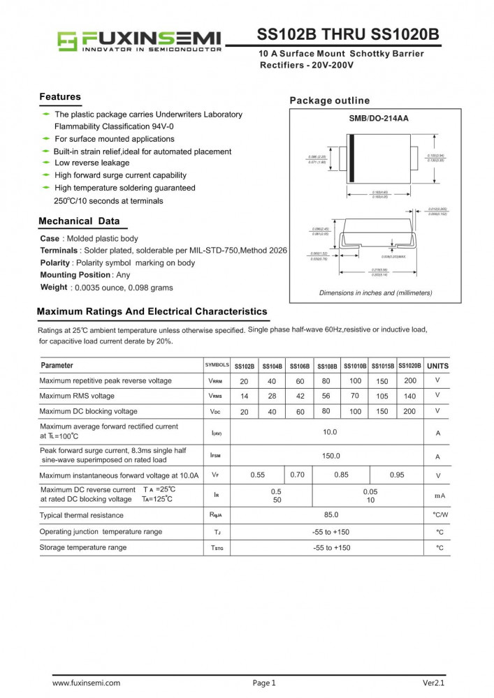 FUXINSEMI SS104B datasheet page 1
