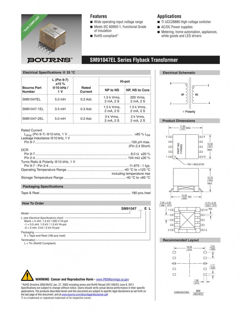 SM91047EL datasheet page 1