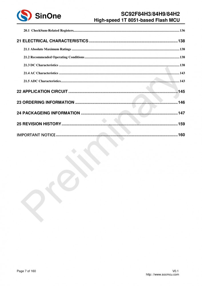 SC92F84H9 datasheet preview, page 7