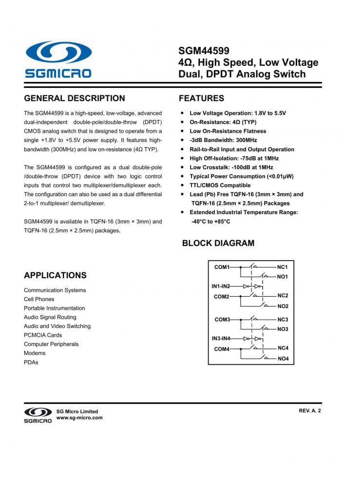 SGM44599 datasheet page 1