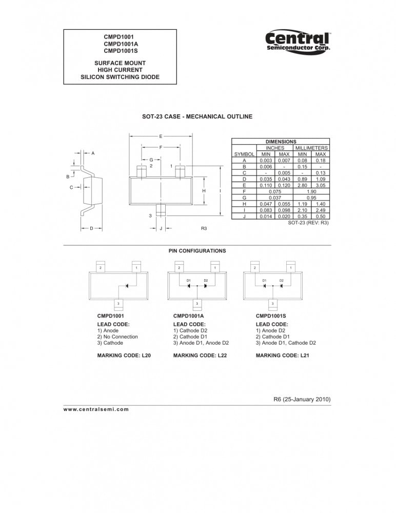 CMPD1001 datasheet page 2