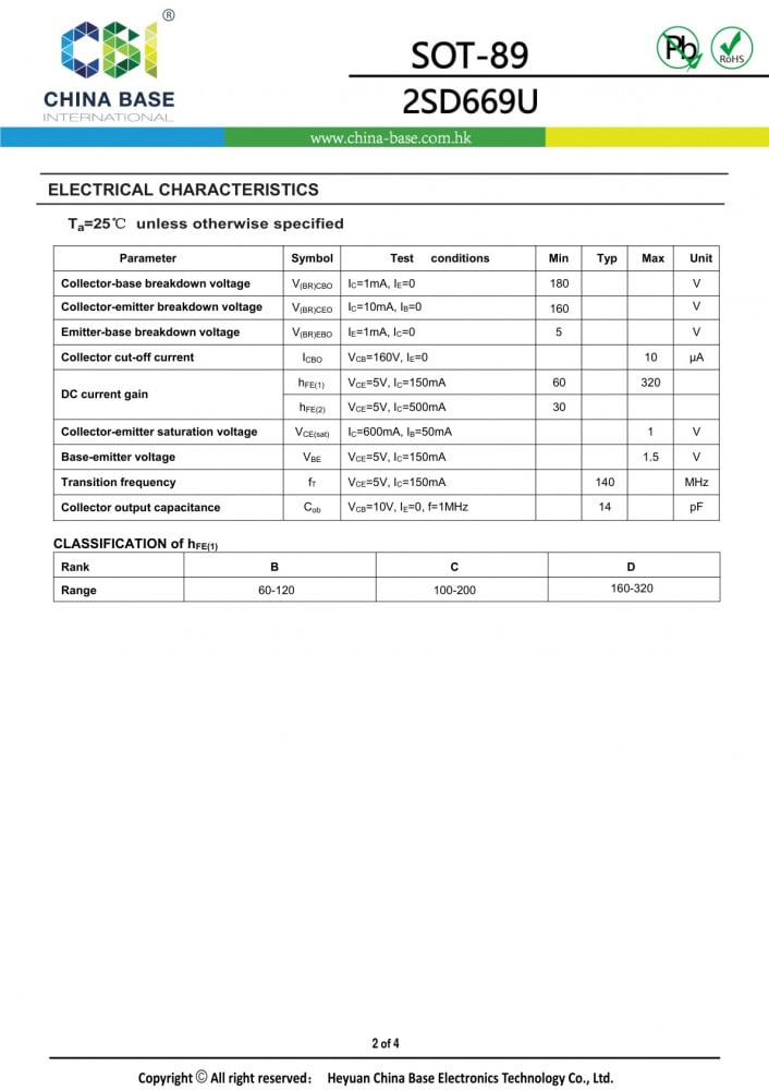 2SD669U datasheet page 2