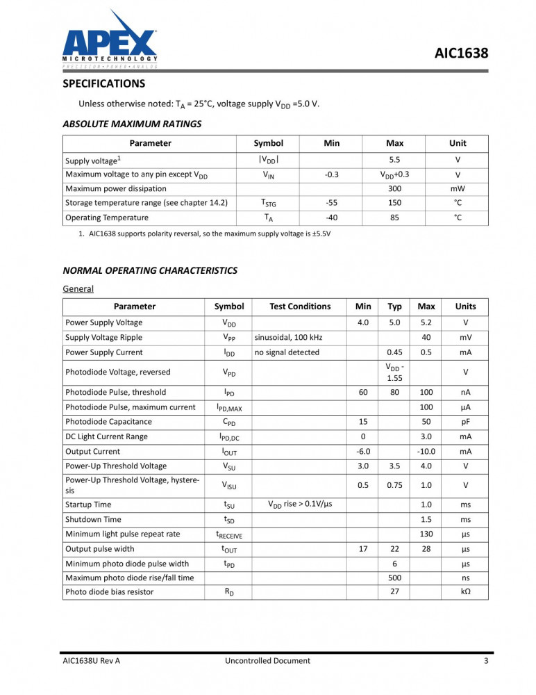 AIC1638 datasheet page 3