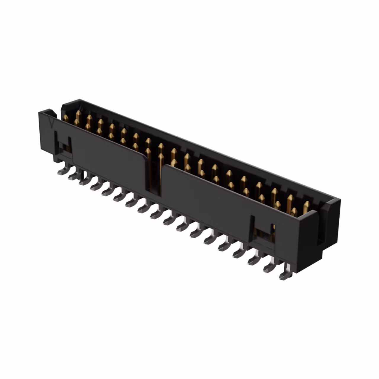 2.00mm Pitch, Milli-Grid PCB Header, Dual Row, Vertical, Surface Mount, Shrouded, 36 Circuits, 0.76µm Gold (Au) Plating, Dual Side Slots, Dual Friction Locks, Center Polarization, with Pegs, Tube for sale