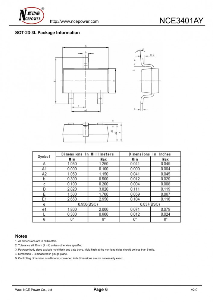 NCE3401AY datasheet page 6