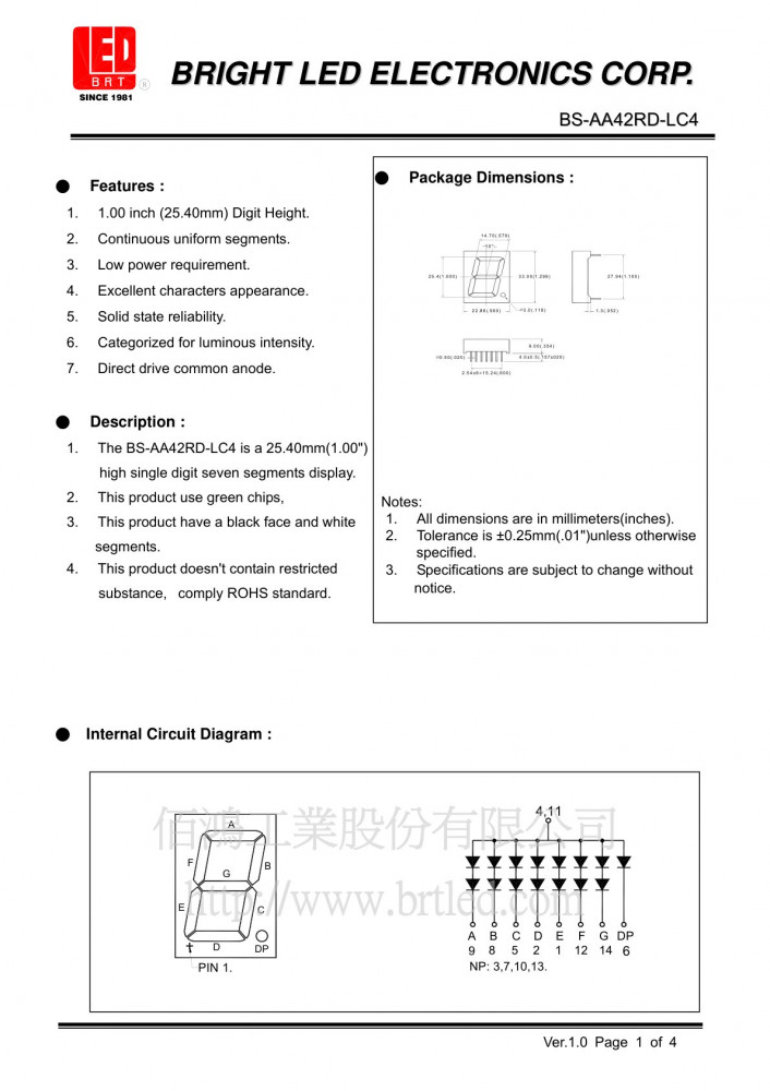 BS-AA42RD-LC4 datasheet page 1