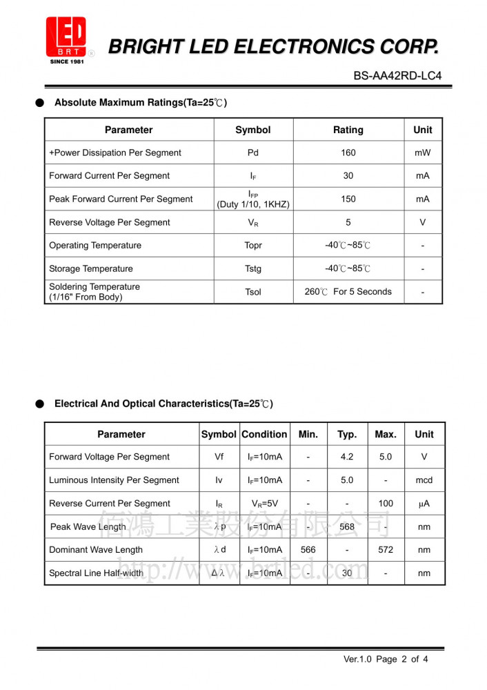 BS-AA42RD-LC4 datasheet page 2
