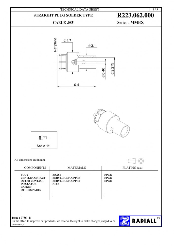 Radiall R223062000 datasheet page 1