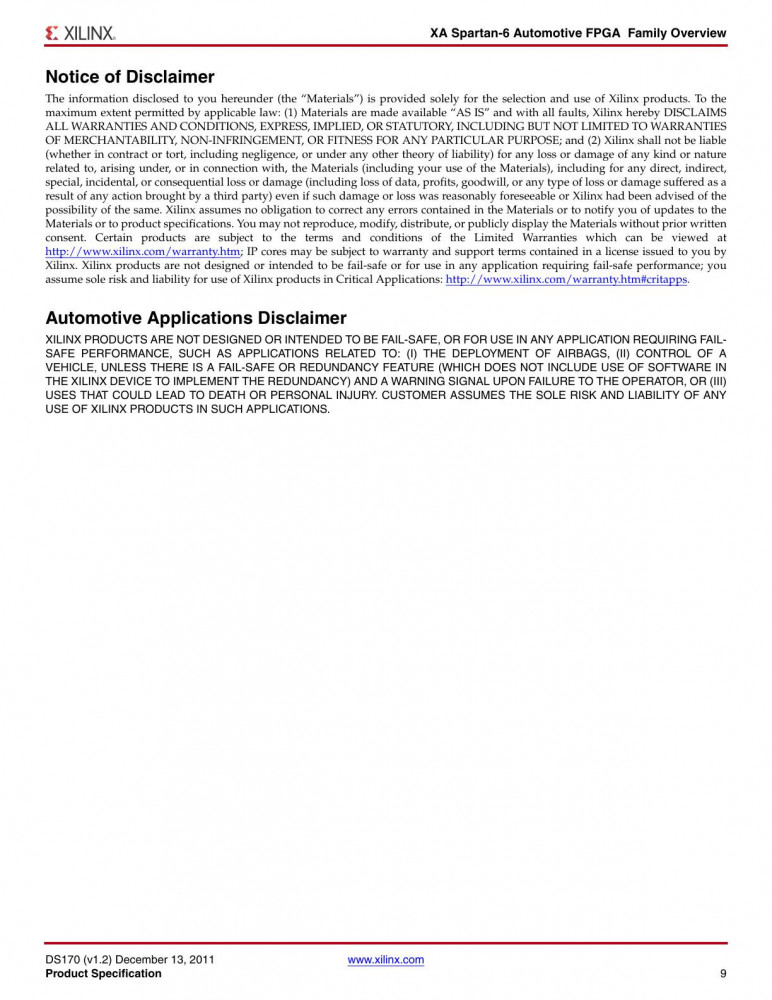 XA Spartan-6 datasheet page 9