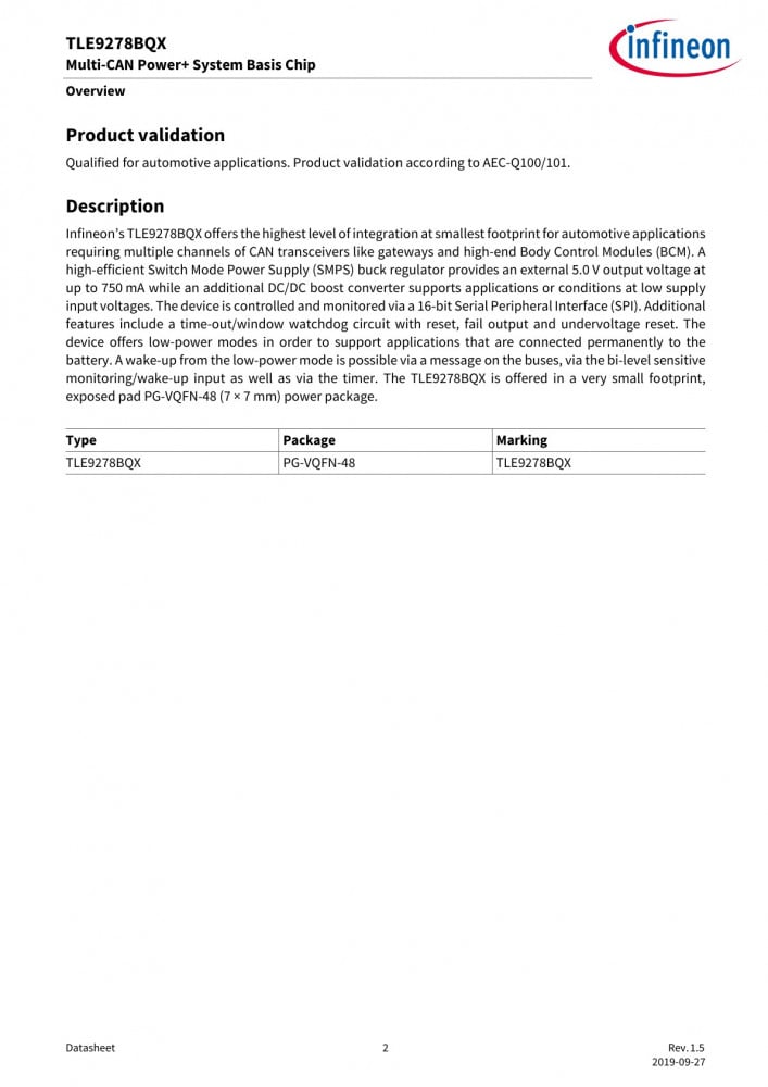 TLE9278BQX datasheet page 2