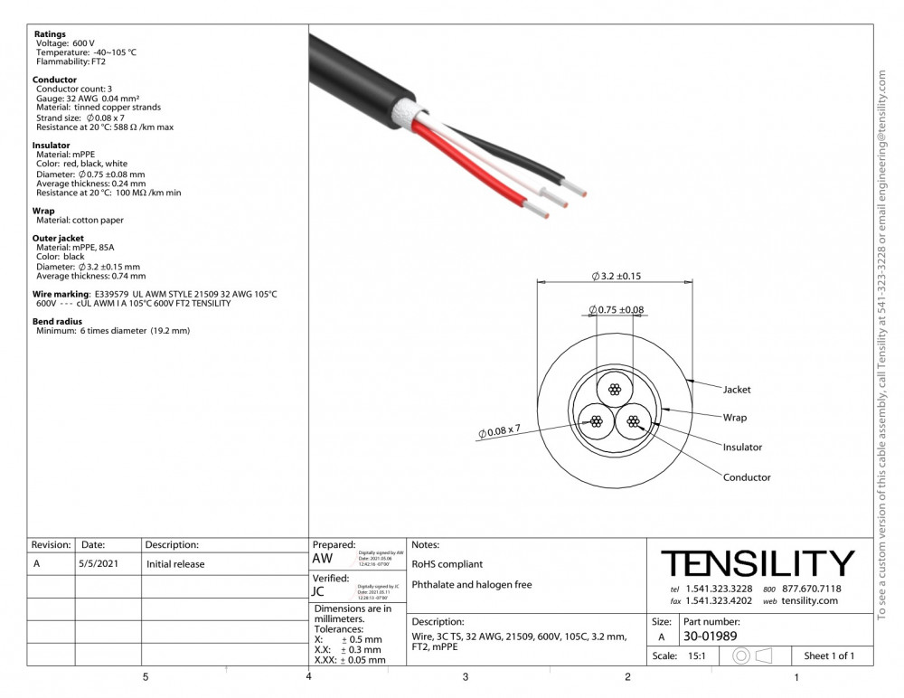 Tensility International 30-01989 technical drawing