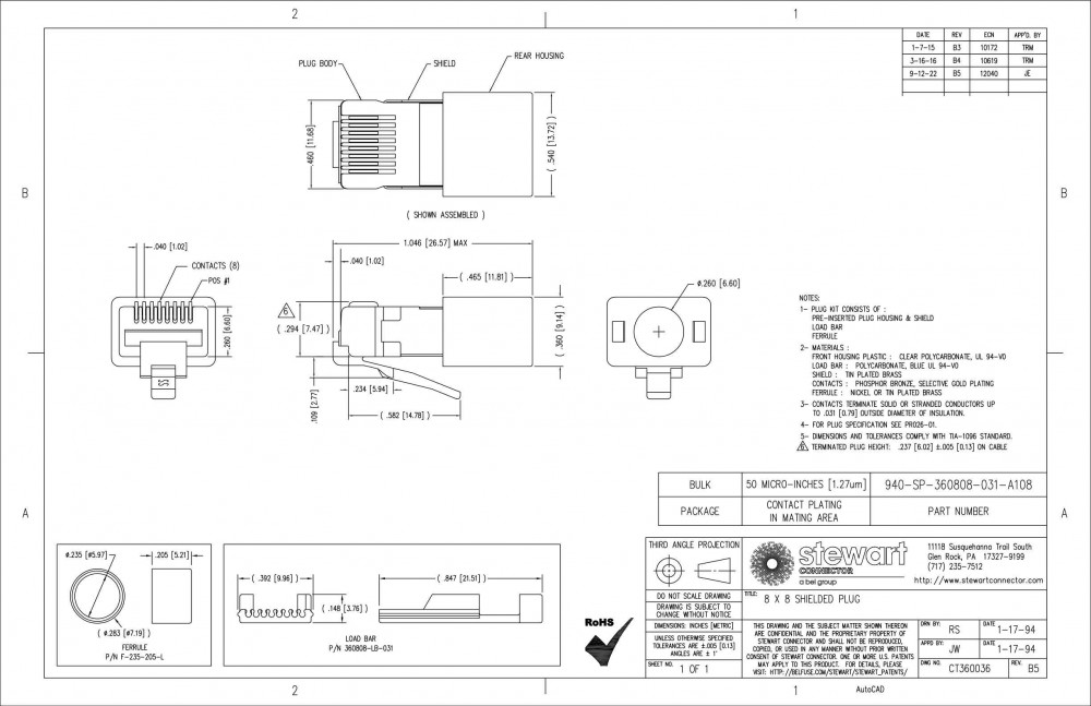 940-SP-360808-031-A108 technical drawing and specification page