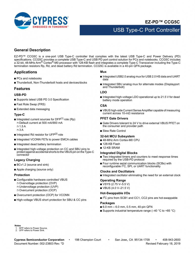 CYPD5126-40LQXIT datasheet page 2