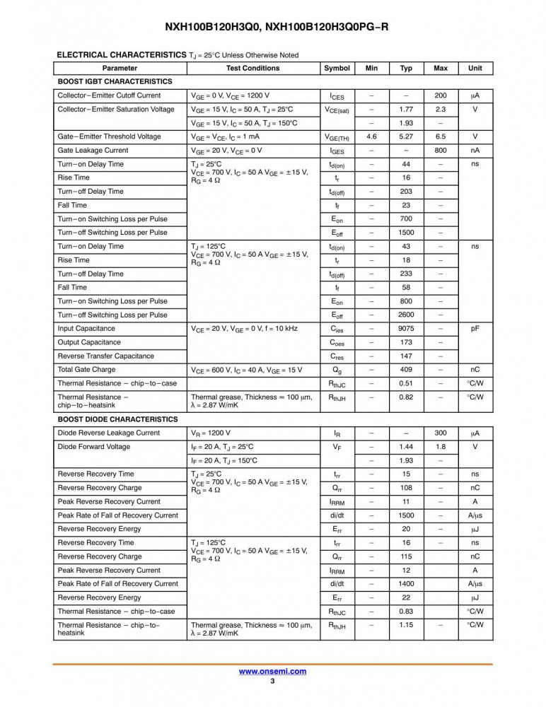 NXH100B120H3Q0PTG technical document page 3