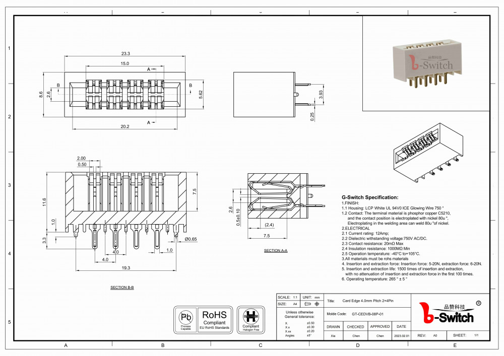 GT-CEDVB-08P-01 official drawing preview