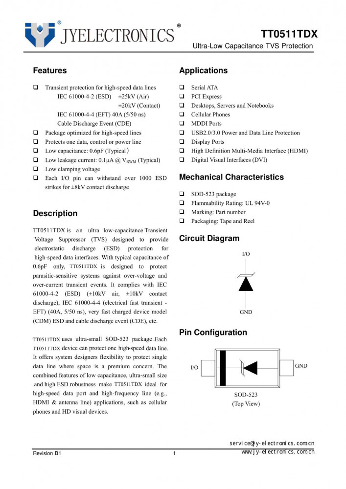 TT0511TDX datasheet page 1
