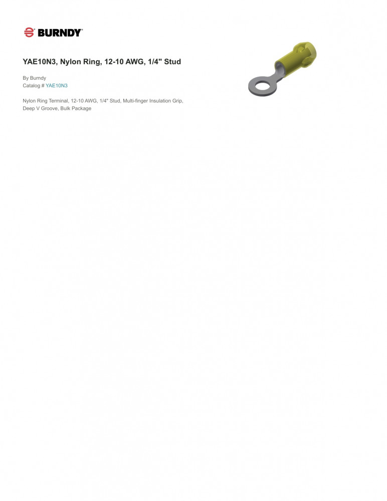 Burndy YAE10N3 product documentation page 1
